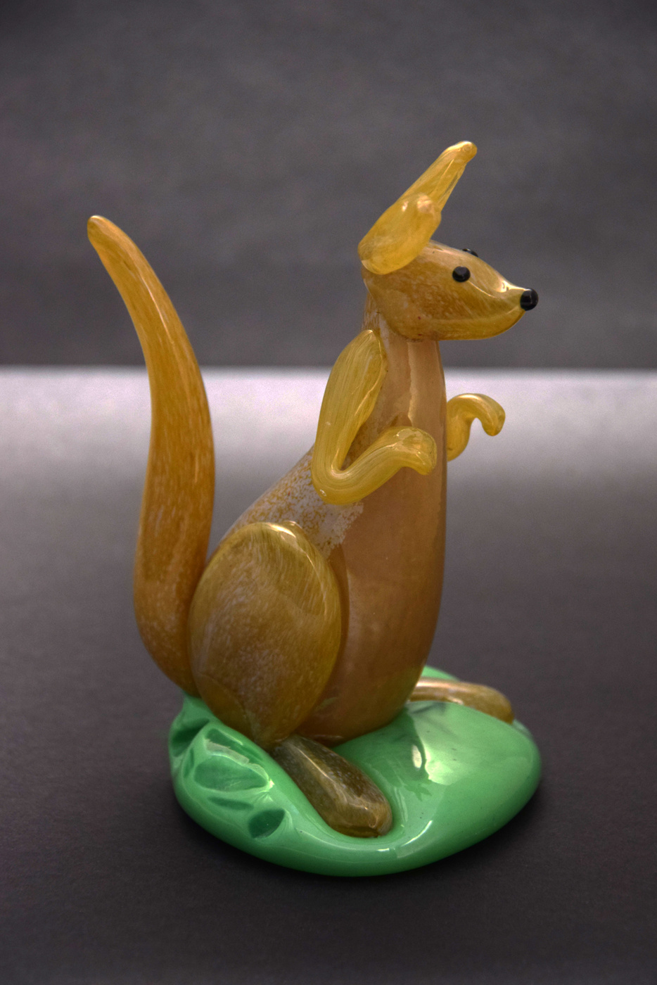Kangaroo glass figurine by Miloslav Janků, Železný Brod glassworks